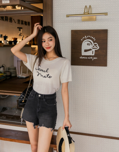 -5KG抽鬚缺角牛仔短褲 - SEOUL MATE 首爾妹