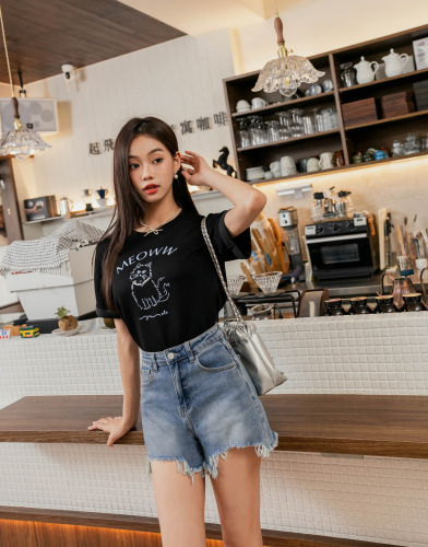 -5KG抽鬚缺角牛仔短褲 - SEOUL MATE 首爾妹